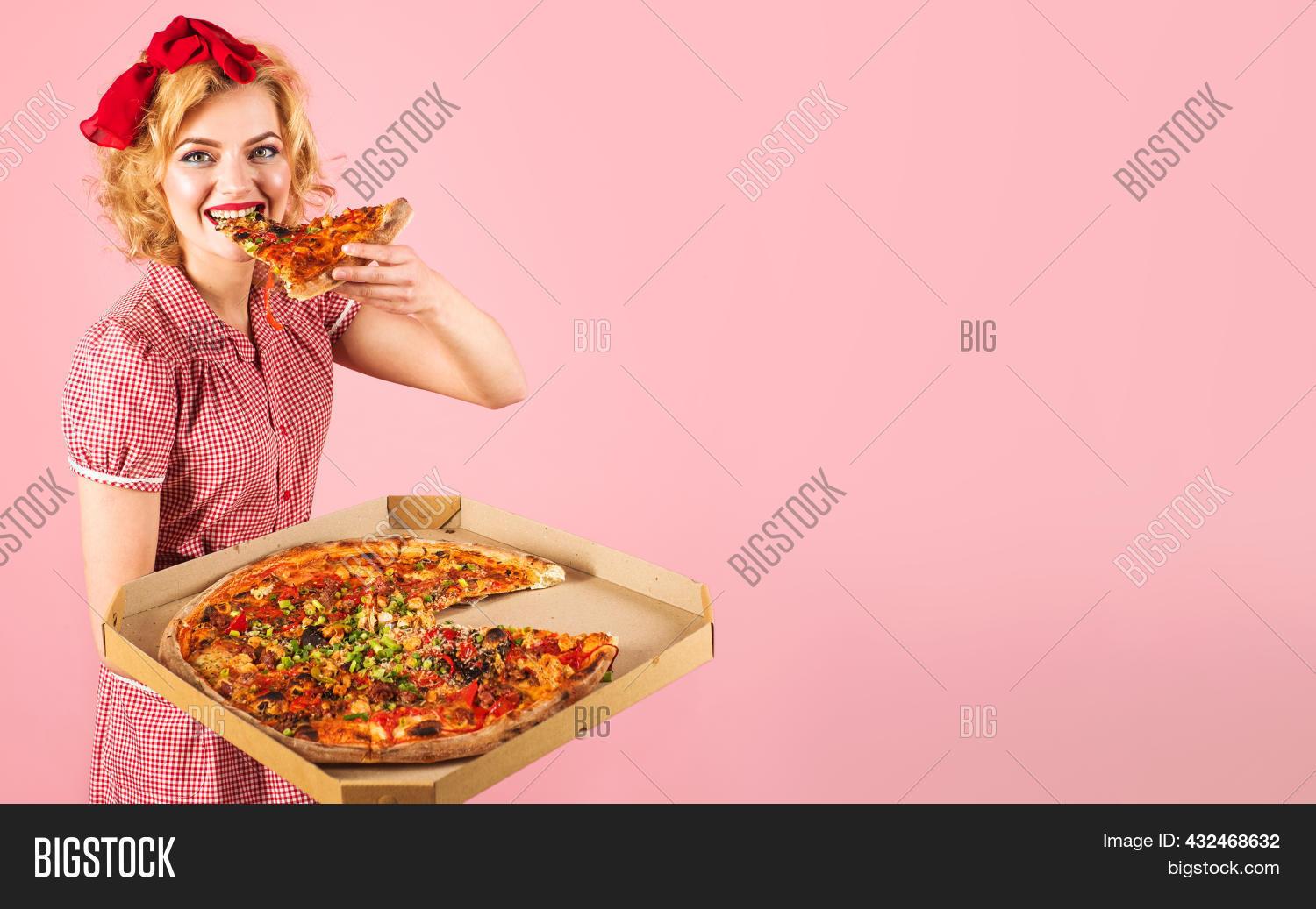 Smiling Woman Pizza Image & Photo (Free Trial) | Bigstock