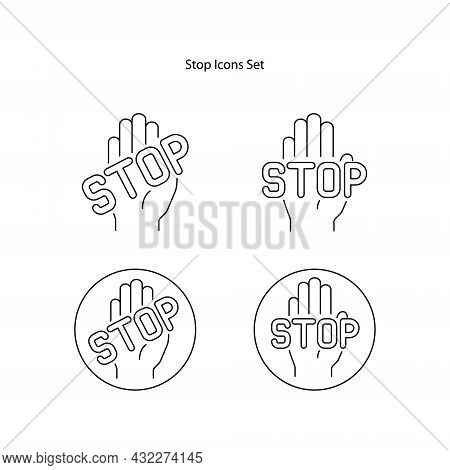 Stop Icons Set Vector & Photo (Free Trial) | Bigstock