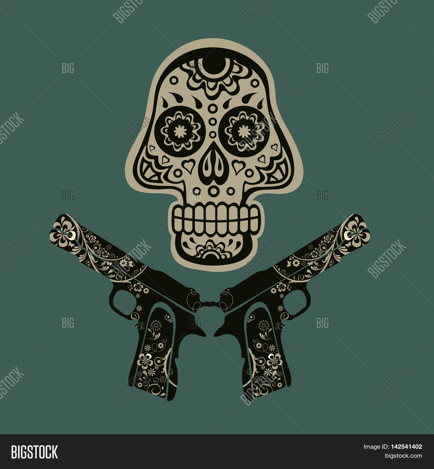 Skull And Guns Vector