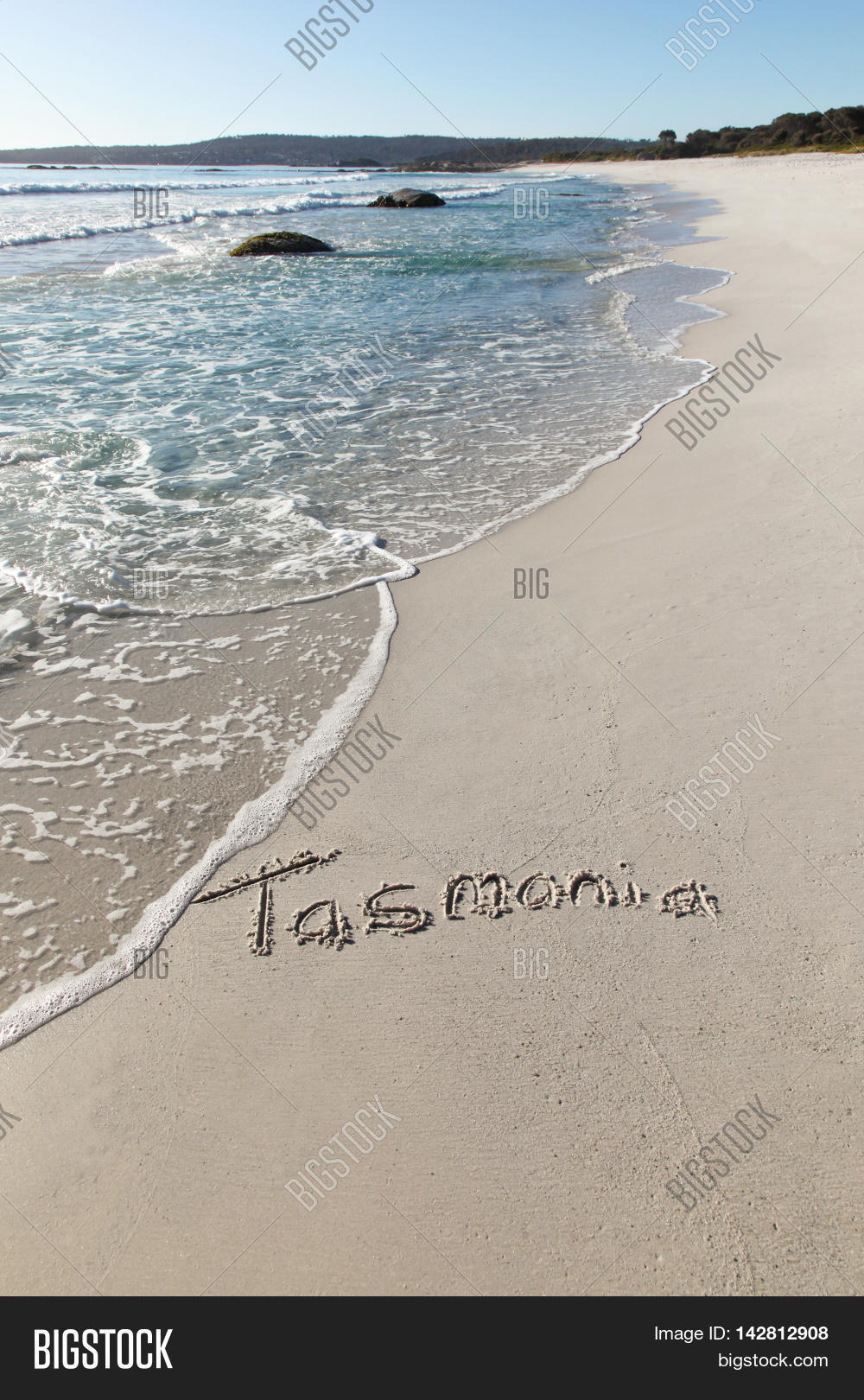 Tasmania Written Sand Image & Photo (Free Trial) | Bigstock