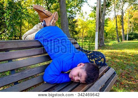 Boy Sleeping On Bench Image & Photo (Free Trial) | Bigstock