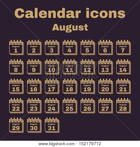 Calendar Icon. August Vector & Photo (Free Trial) | Bigstock