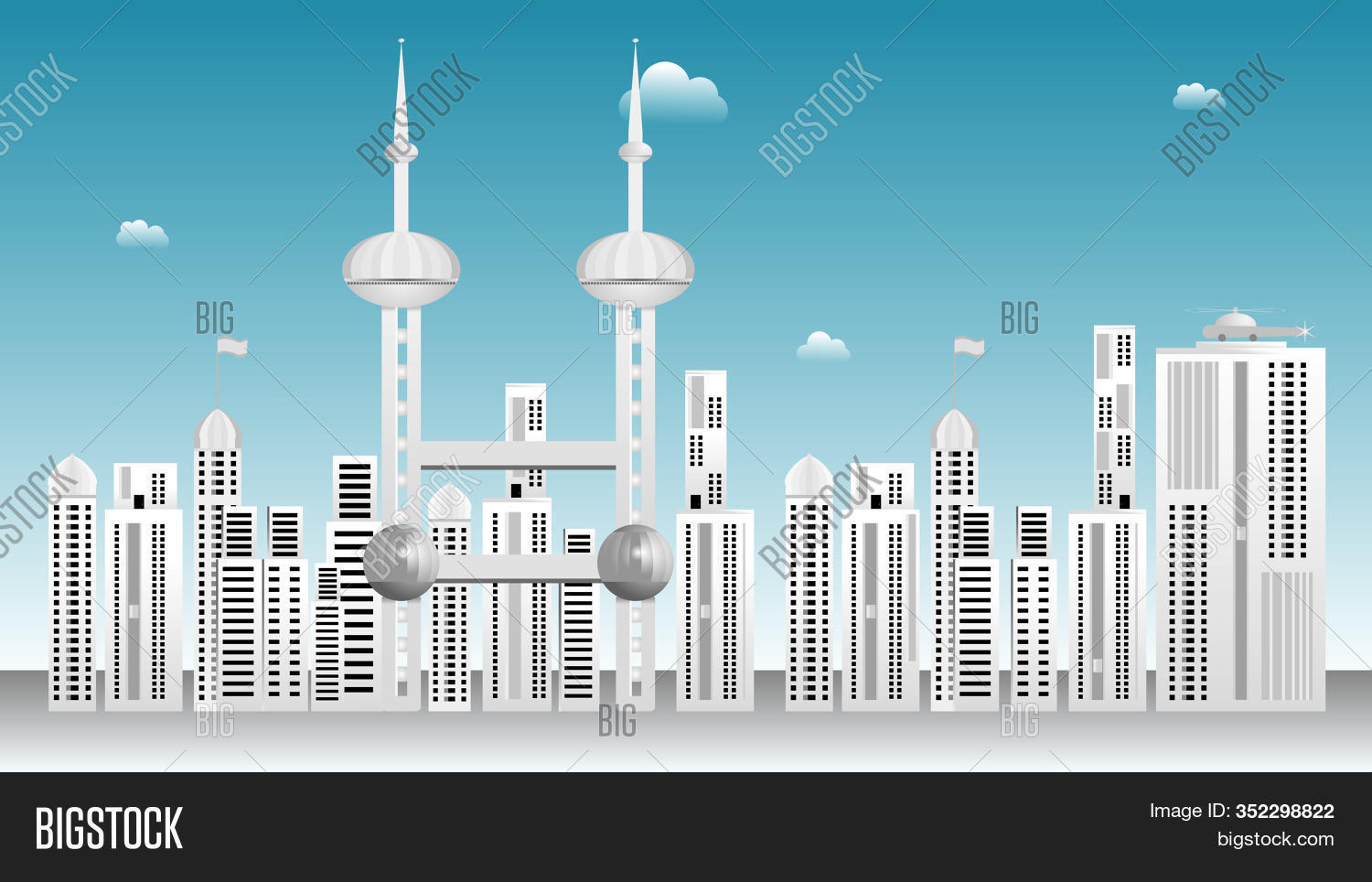 Cityscape Blue Sky Vector & Photo (Free Trial) | Bigstock