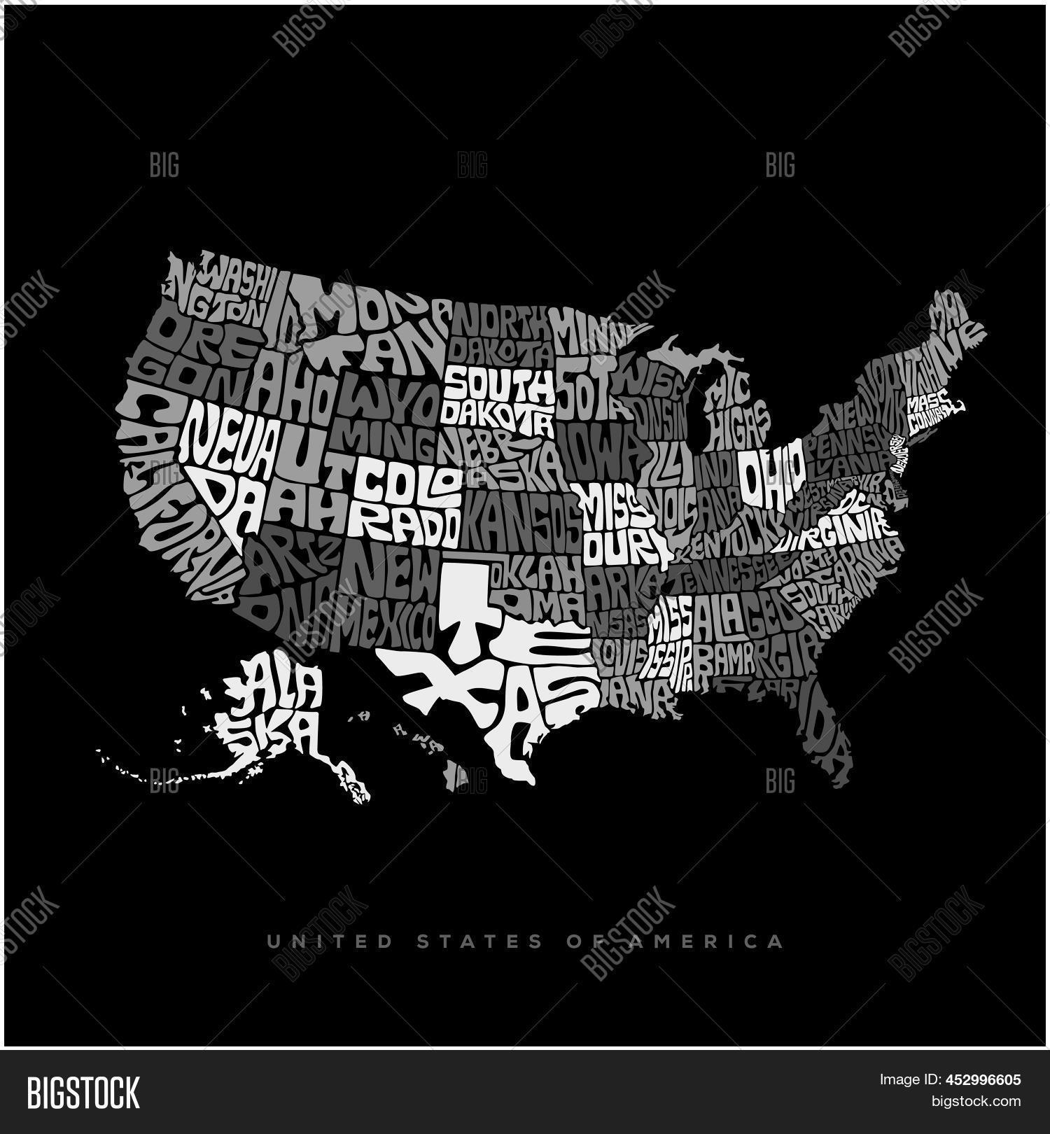 Usa Map Typography. Image & Photo (Free Trial) | Bigstock