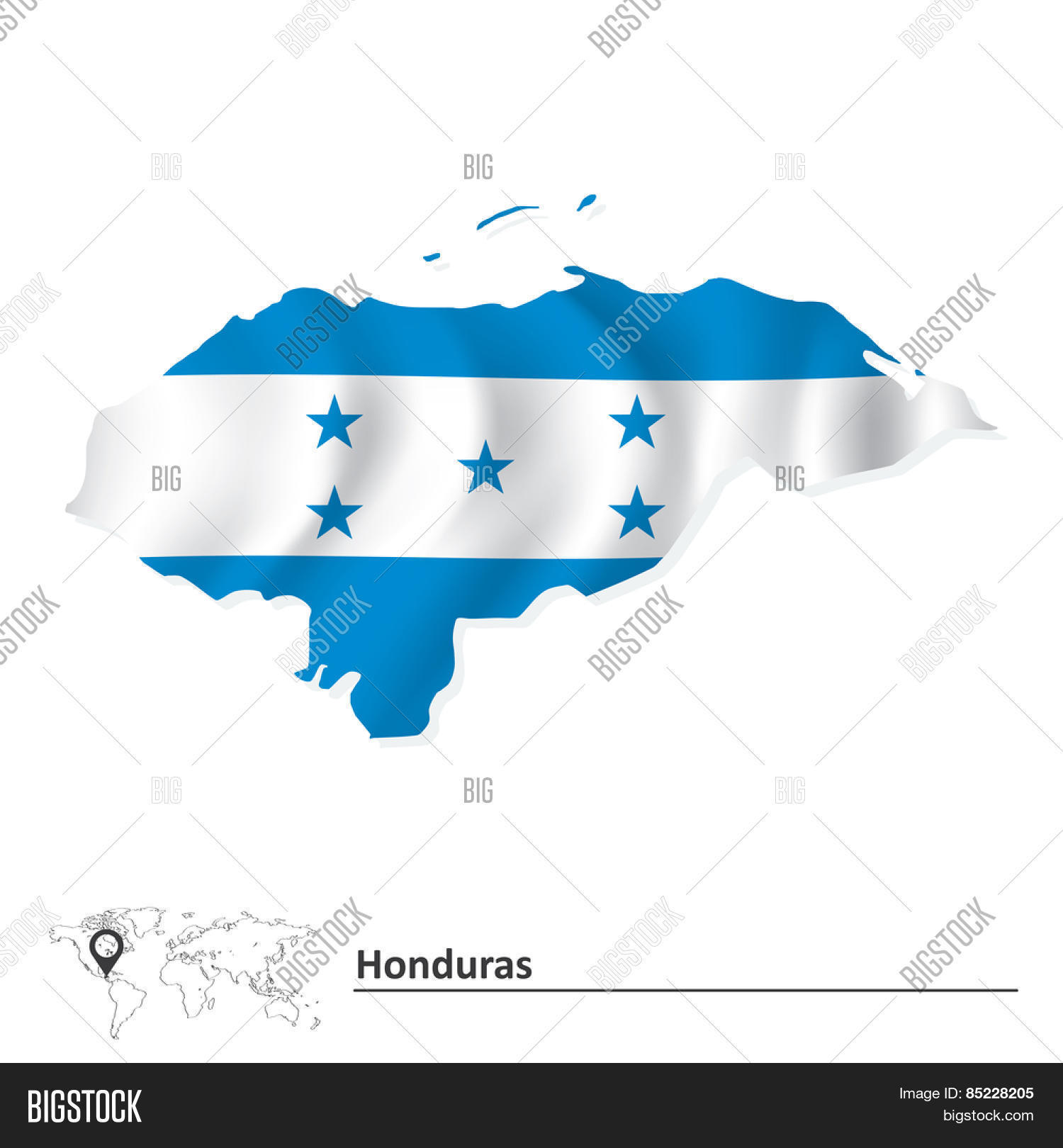 Map Honduras Flag - Vector & Photo (Free Trial) | Bigstock
