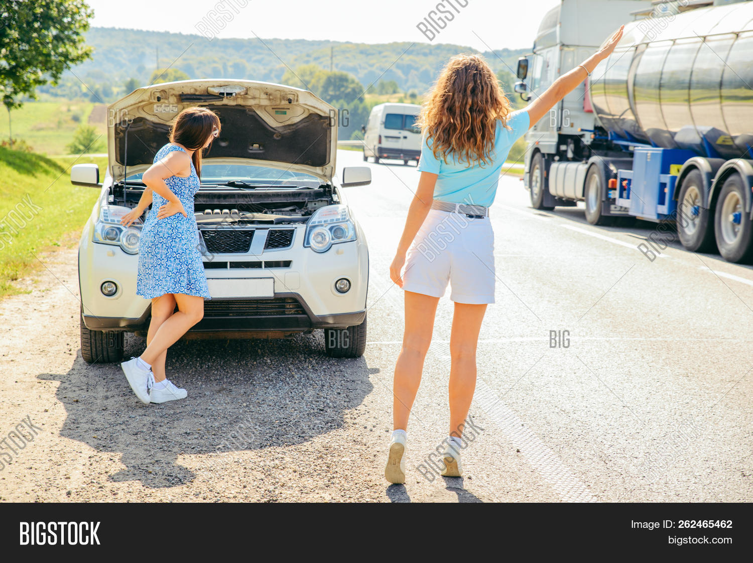 Two Women Roadside Image & Photo (Free Trial) | Bigstock
