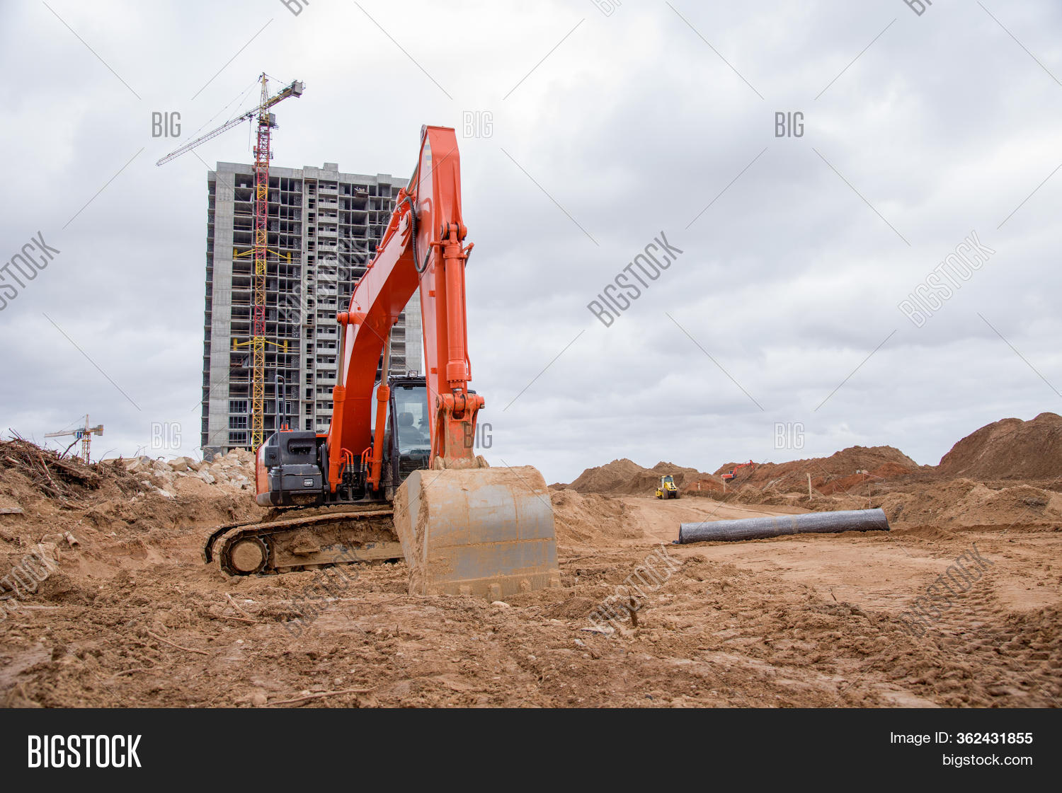 Red Excavator During Image & Photo (Free Trial) | Bigstock
