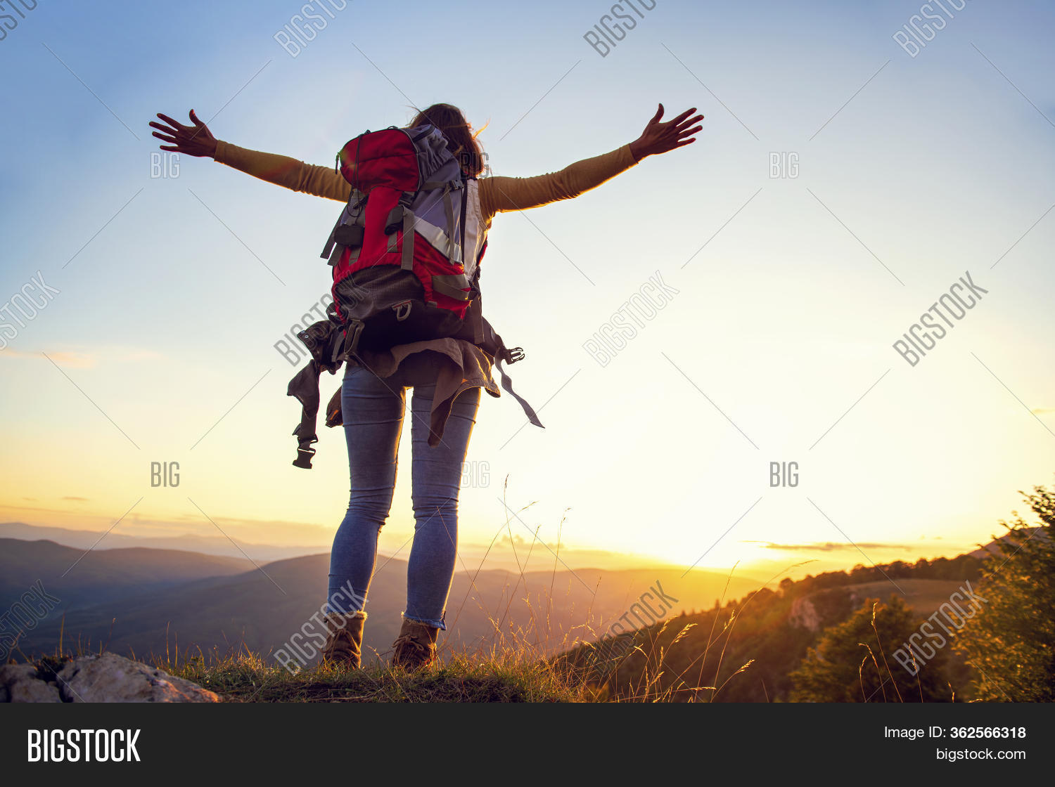 Cheering Woman Hiker Image & Photo (Free Trial) | Bigstock