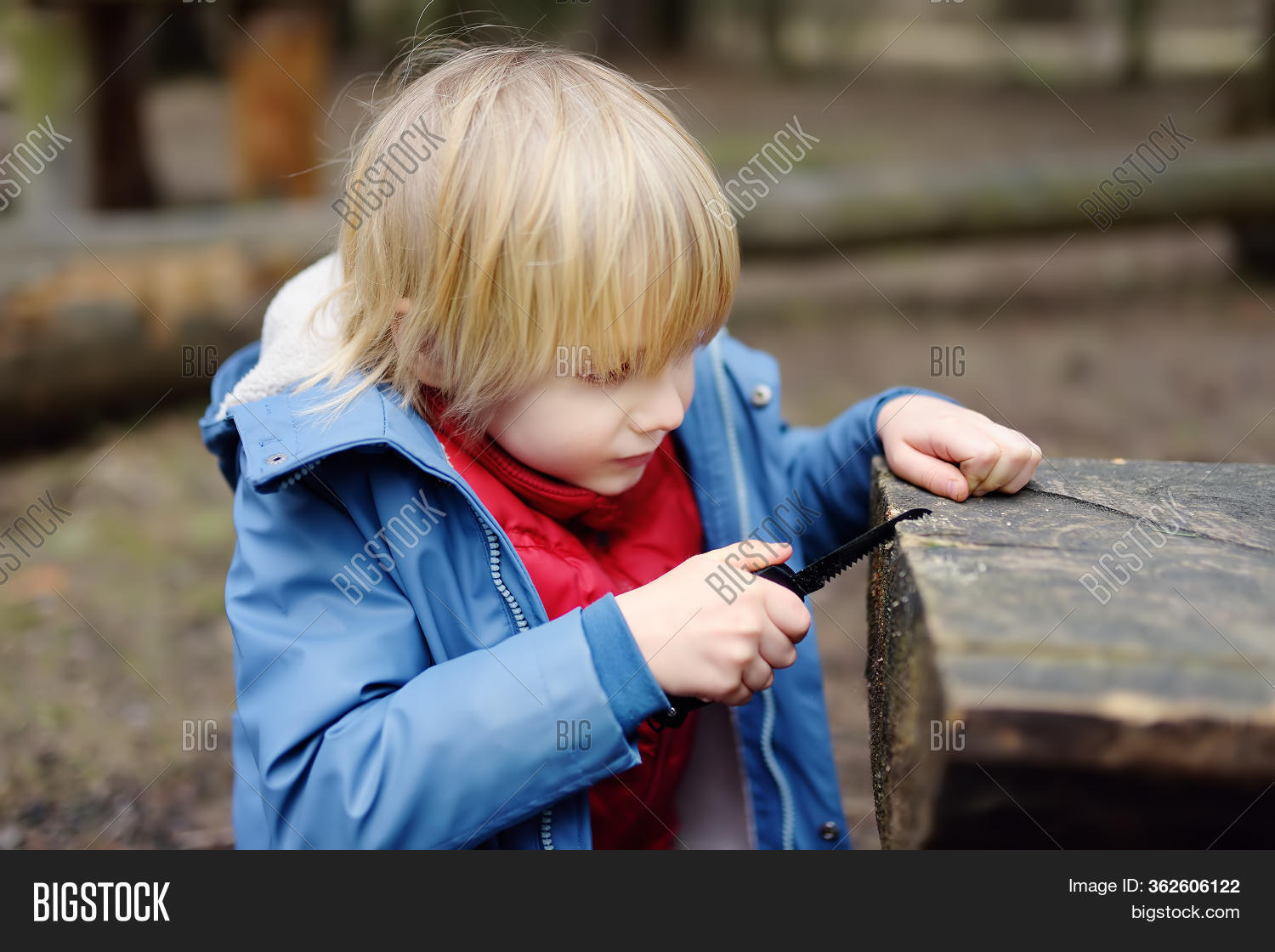 Little Boy Saws Log Image & Photo (Free Trial) | Bigstock