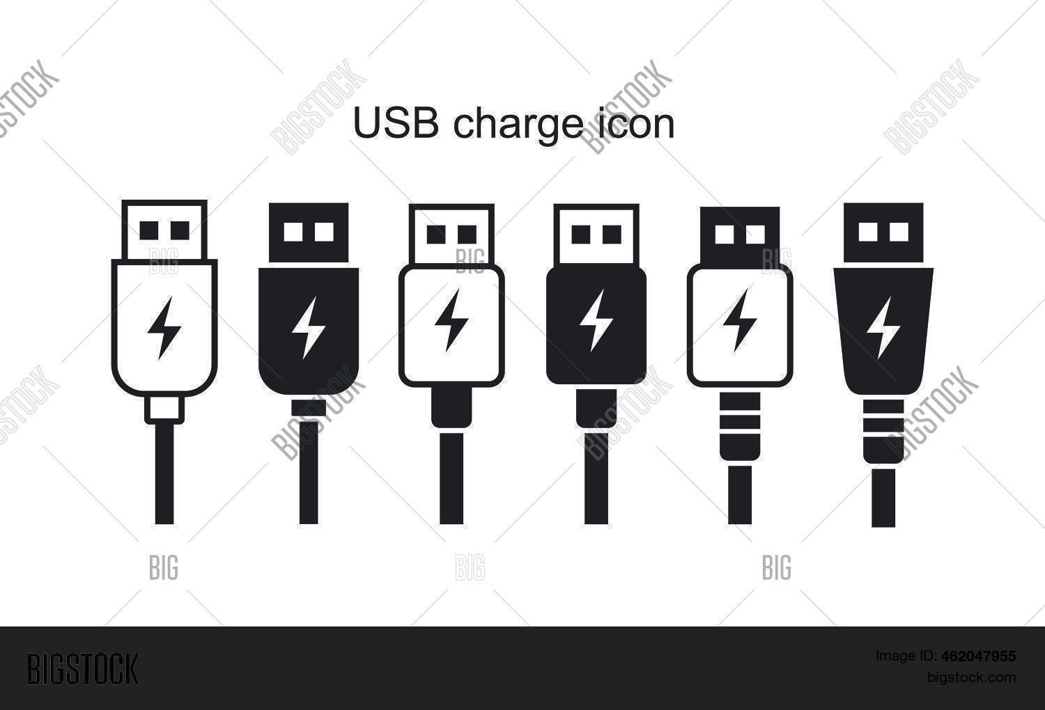 Usb Charge Icon Vector & Photo (Free Trial) | Bigstock