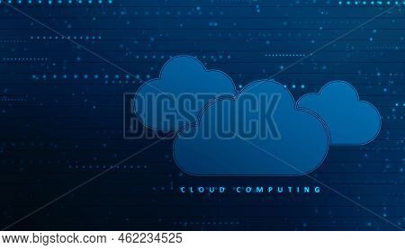 2d Illustration Of Cloud Computing, Digital Cloud Computing Concept Background. Cyber Technology ...