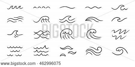 Wave Sea Line Doodle Vector & Photo (Free Trial) | Bigstock