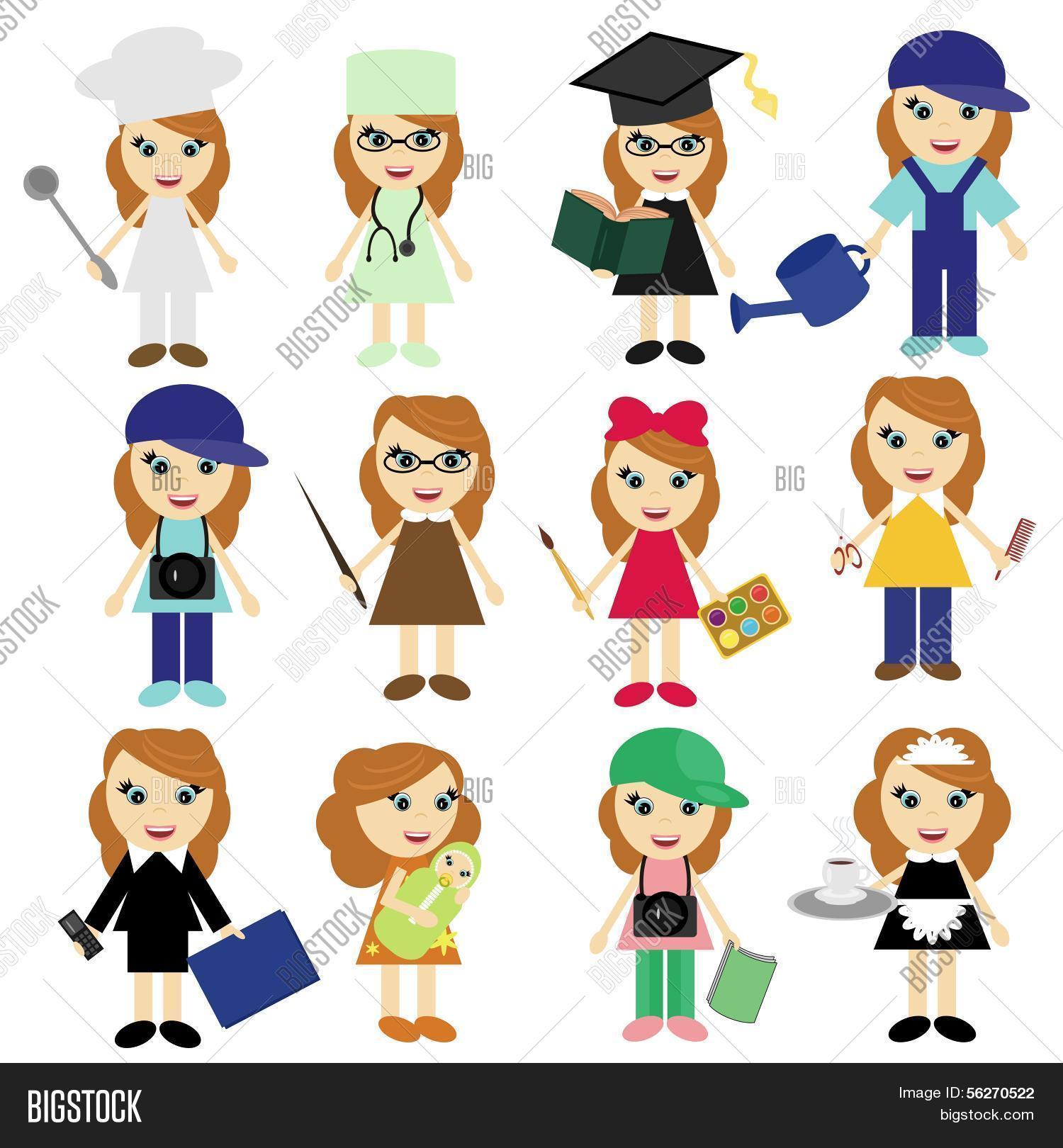 Different Jobs Girls Vector & Photo (Free Trial) | Bigstock