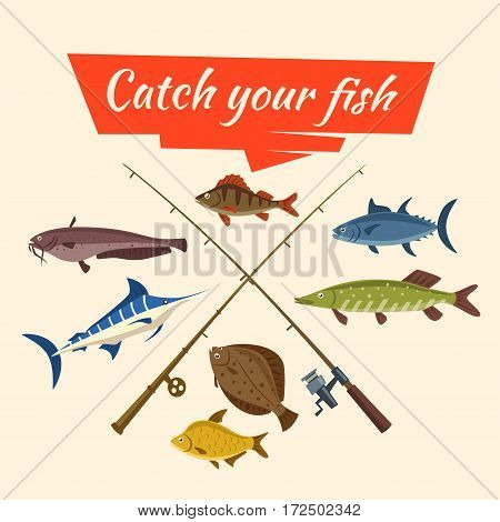 Fishing Catch Vector Vector & Photo (Free Trial) | Bigstock