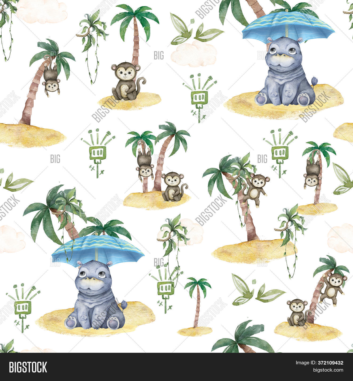 Cute Baby Hippo Monkey Image & Photo (Free Trial) | Bigstock