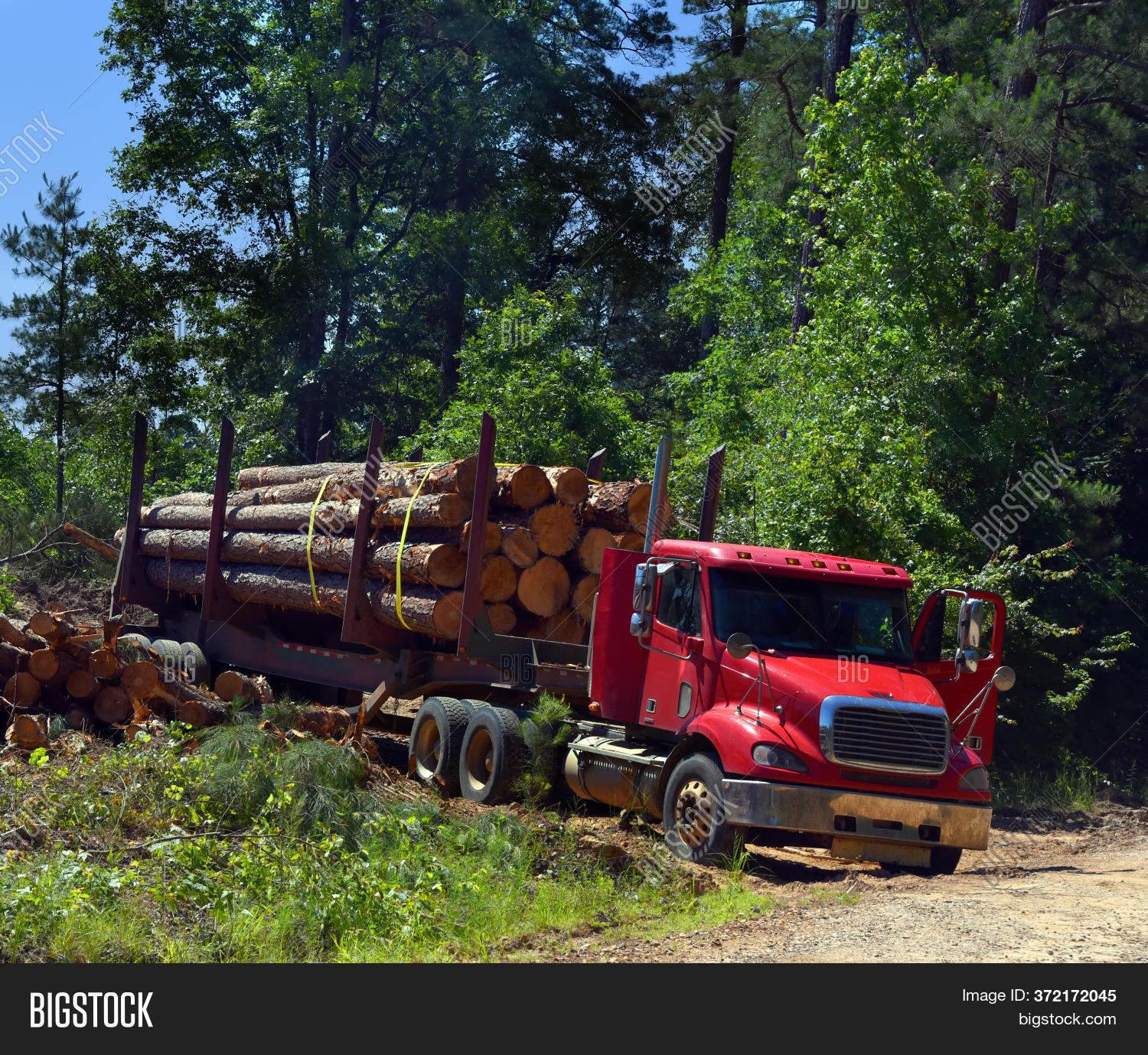 Red Log Truck Has Load Image & Photo (Free Trial) | Bigstock