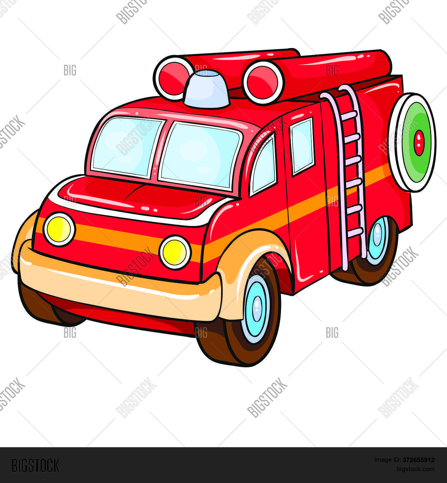 Fire Brigade Car Red Vector & Photo (Free Trial) | Bigstock