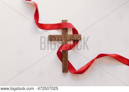 Cross Red Ribbon, Image & Photo (Free Trial) | Bigstock