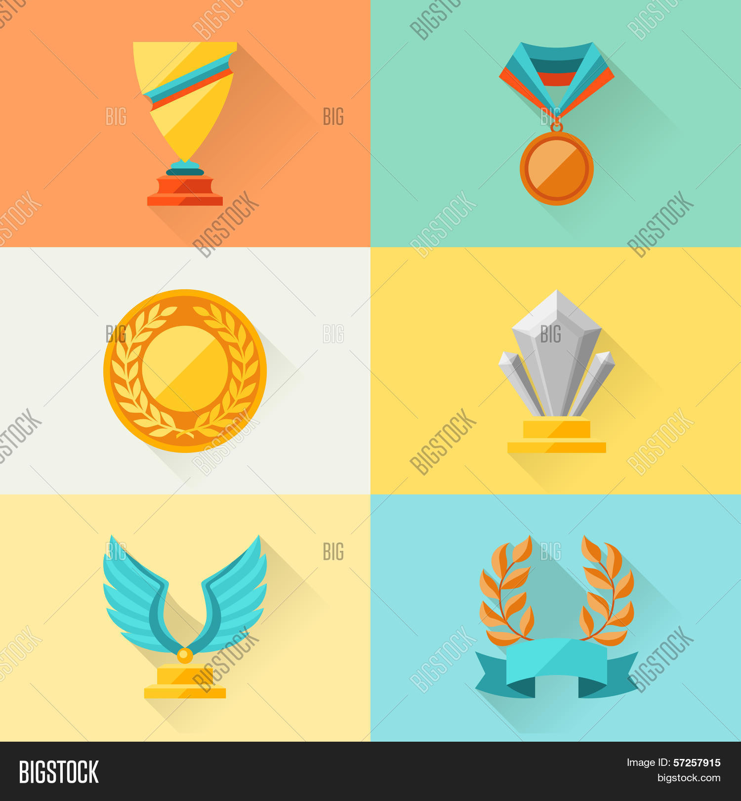 Trophy Awards Flat Vector & Photo (Free Trial) | Bigstock