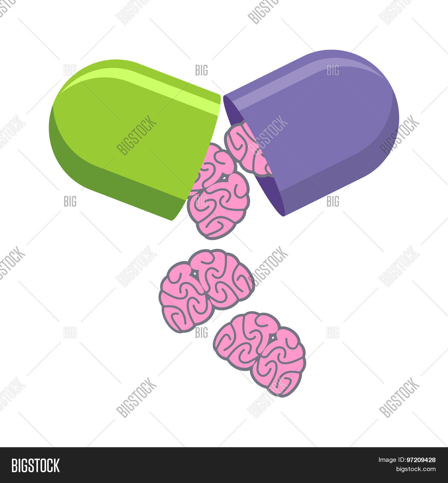 Pill Brains. Tablet Vector & Photo (Free Trial) | Bigstock