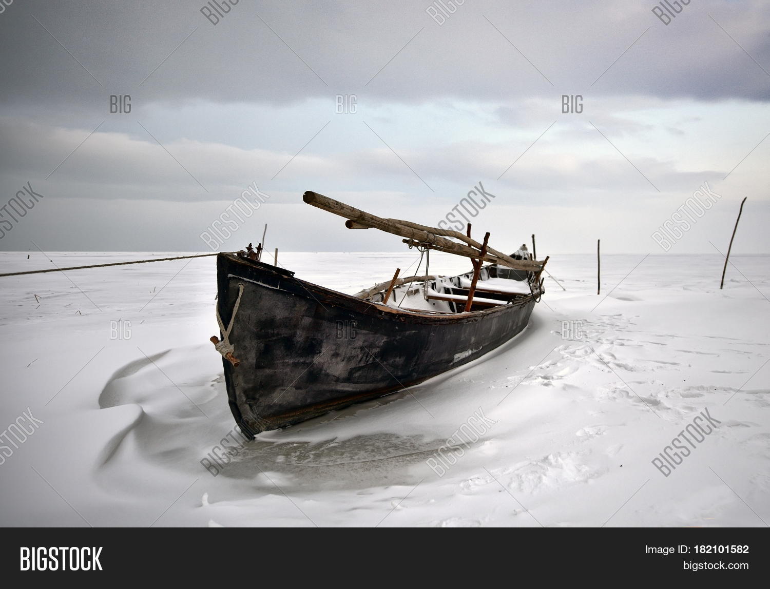 Frozen Boat On Lake Image & Photo (Free Trial) | Bigstock