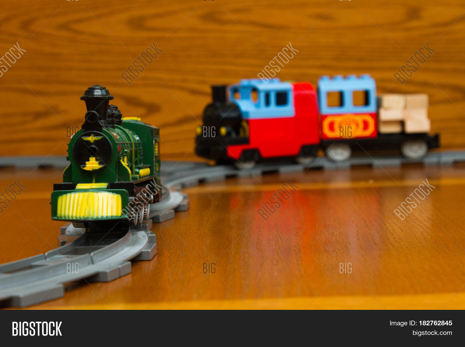Two Toy Trains On Gray Image & Photo (Free Trial) | Bigstock