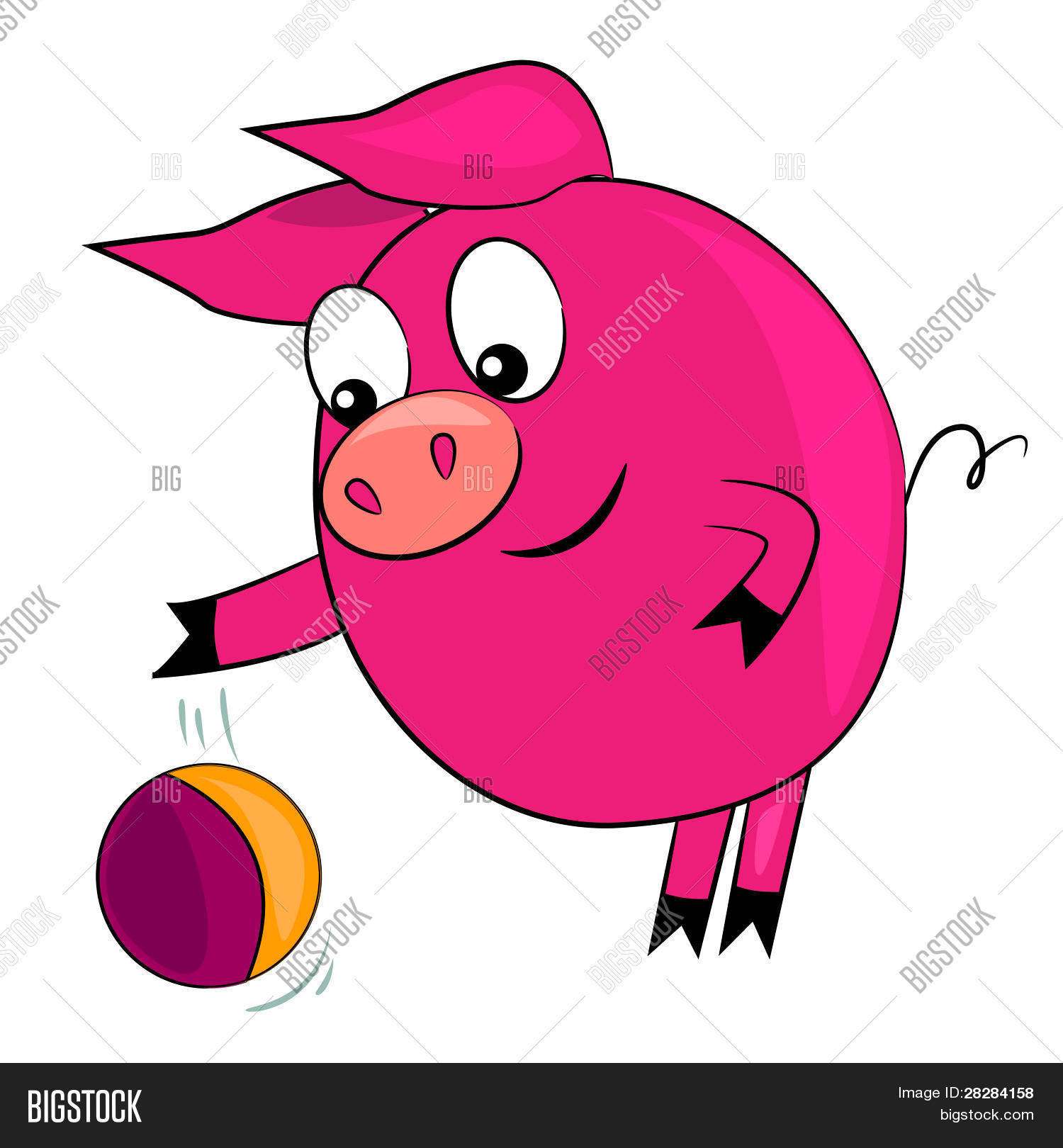 Cartoon Pig Playing Vector & Photo (Free Trial) | Bigstock