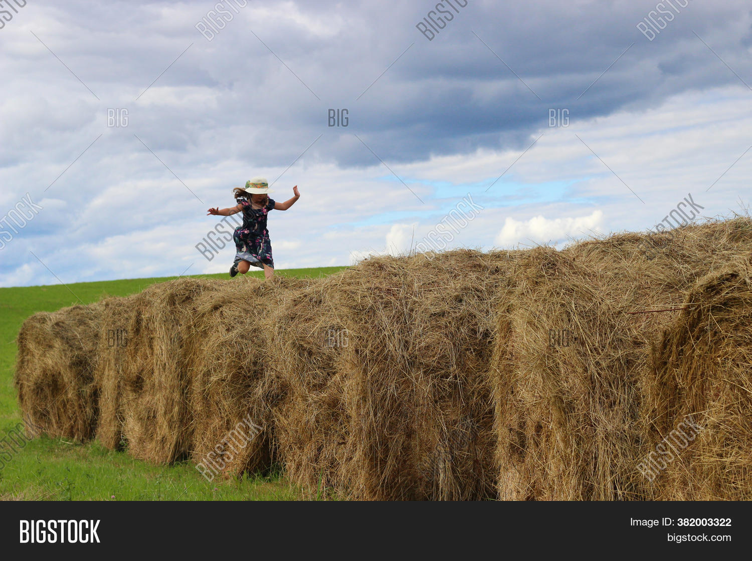 Girl Runs On Haystack Image & Photo (Free Trial) | Bigstock