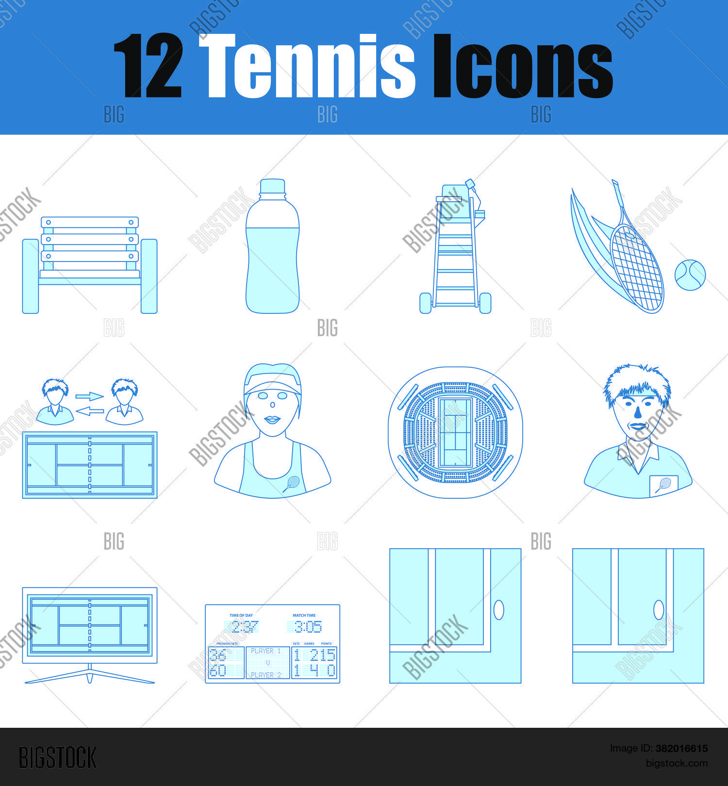 Tennis Icon Set. Thin Vector & Photo (Free Trial) | Bigstock