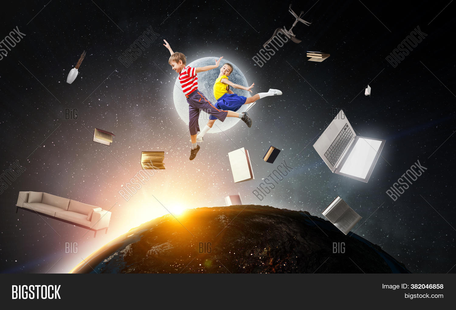 Kids Jumping Sky Image & Photo (Free Trial) | Bigstock