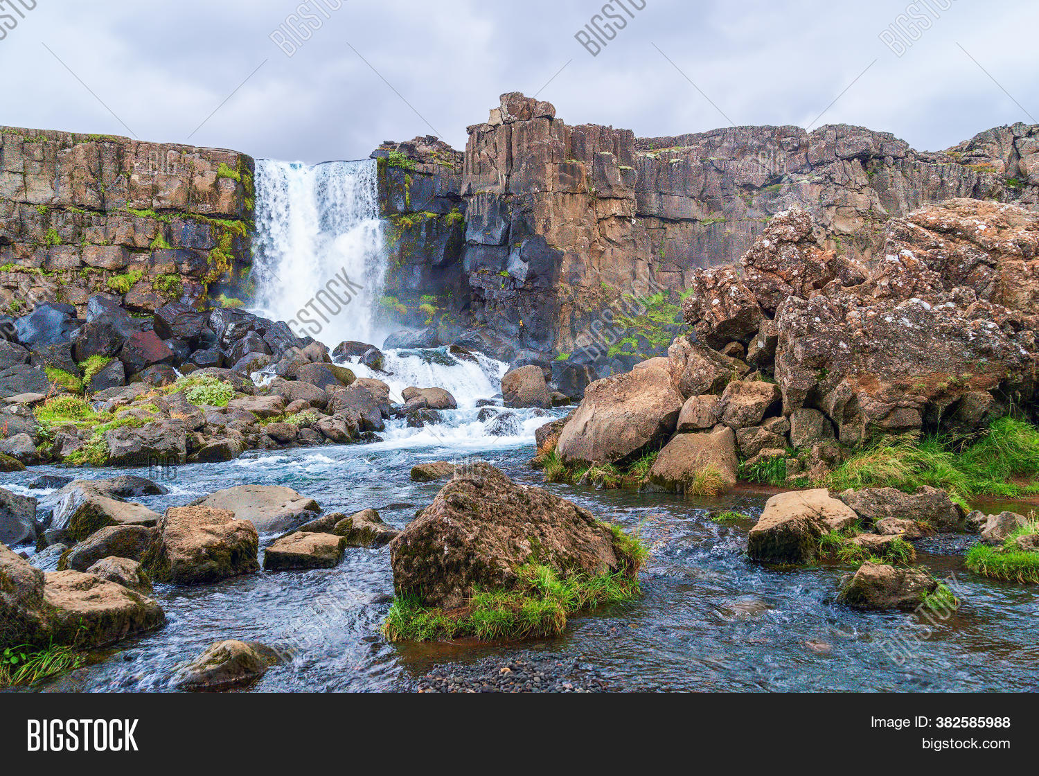 Oxararfoss Waterfall Image & Photo (Free Trial) | Bigstock