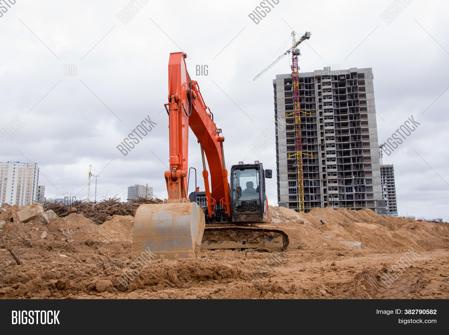 Red Excavator During Image & Photo (Free Trial) | Bigstock