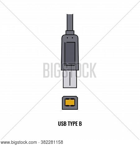 Usb Type B Cable Plug Vector & Photo (Free Trial) | Bigstock