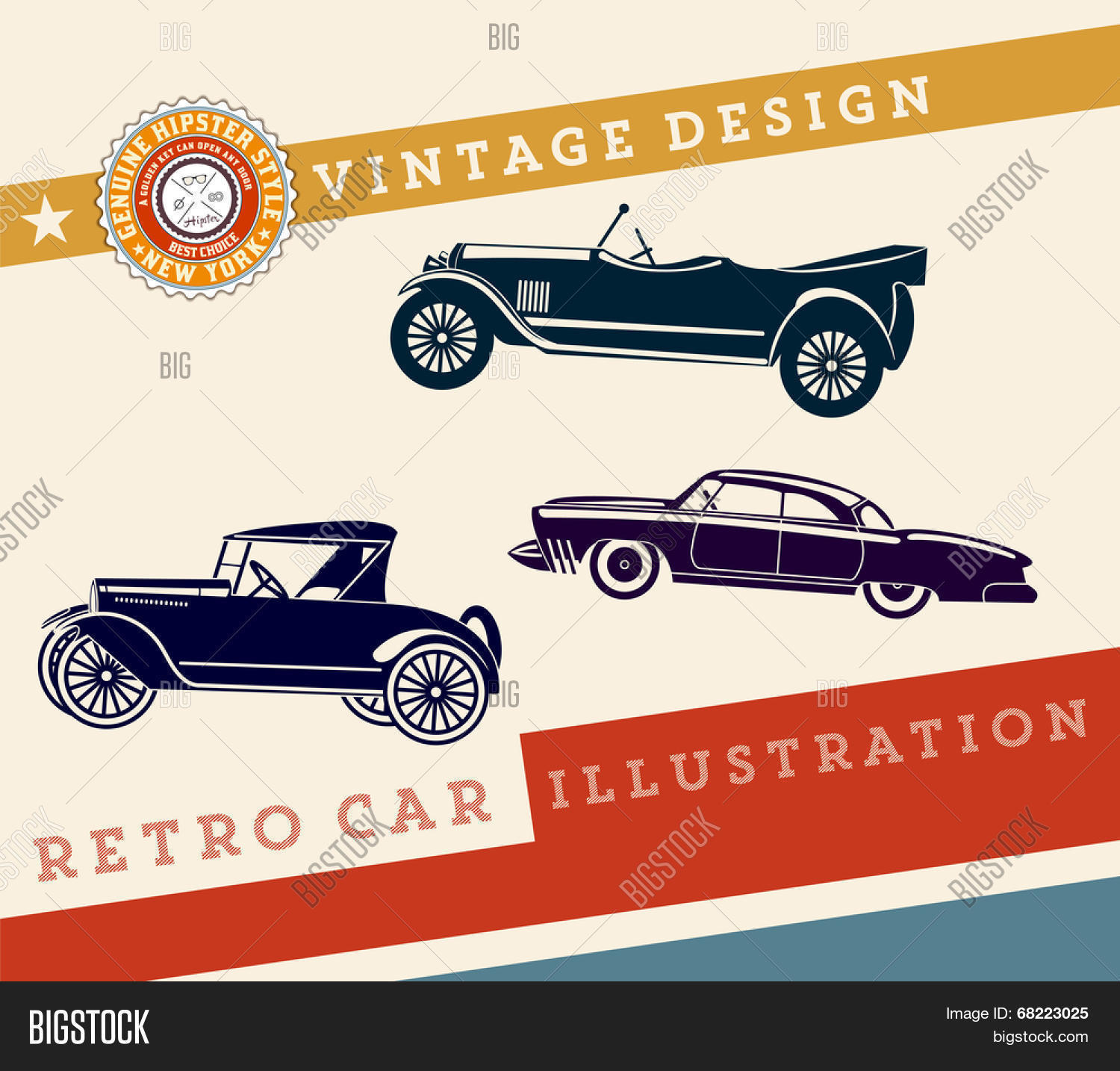 Vector. Retro Car Vector & Photo (Free Trial) | Bigstock