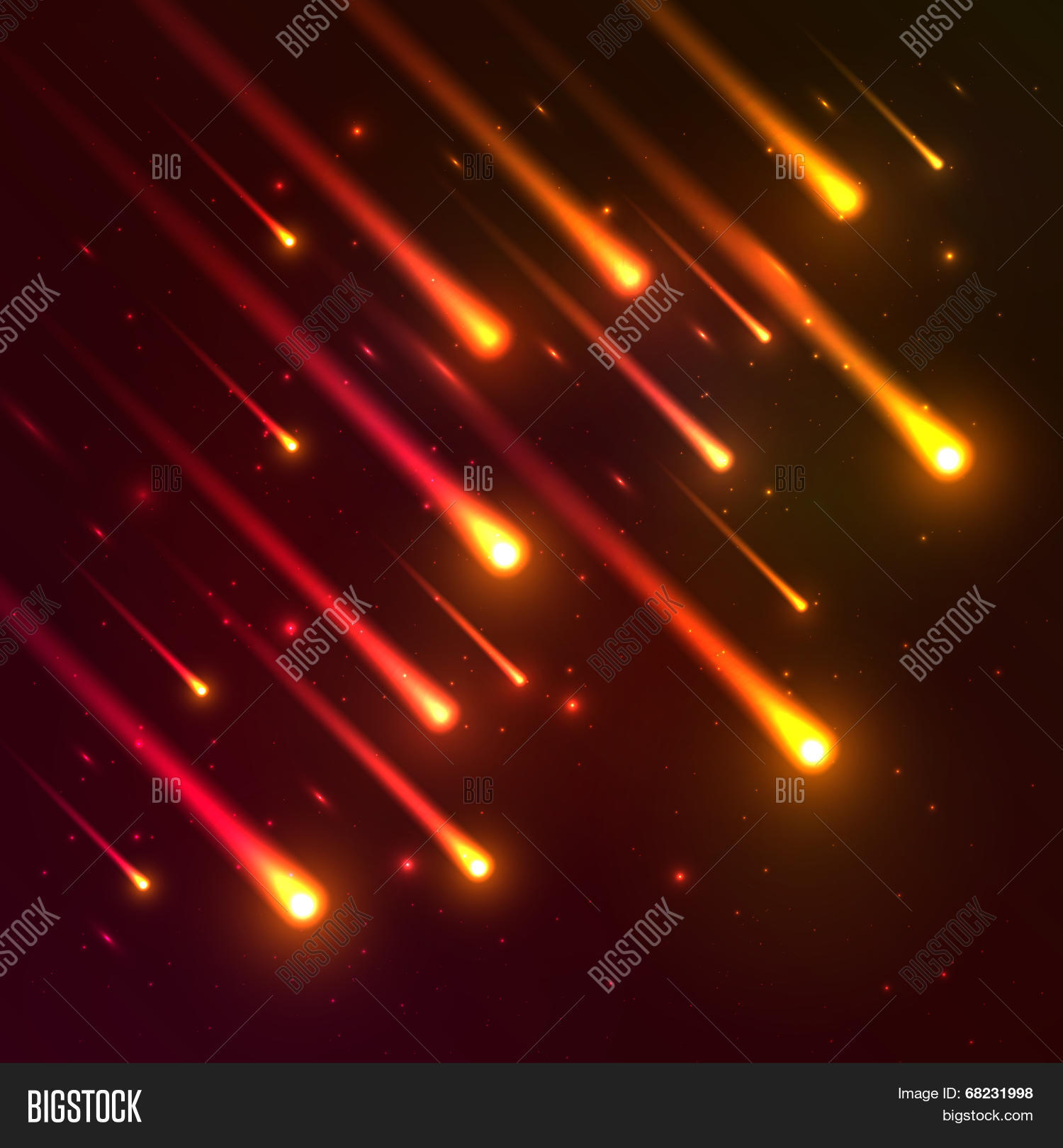 Red Falling Meteors Vector & Photo (Free Trial) | Bigstock