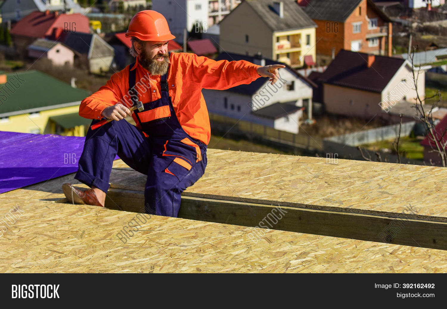 Man Build House. Flat Image & Photo (Free Trial) | Bigstock