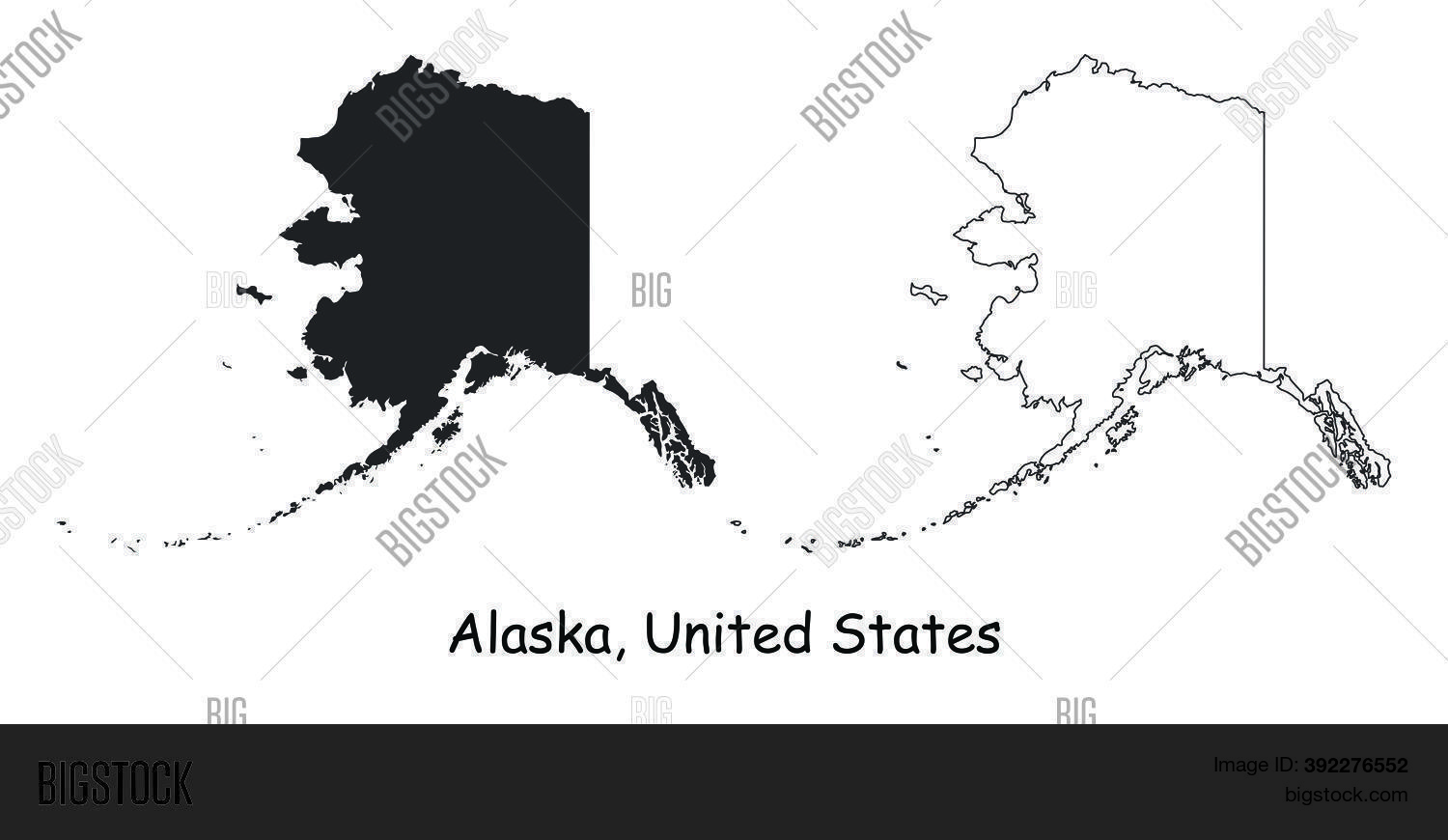 Alaska Ak State Map Vector & Photo (Free Trial) | Bigstock