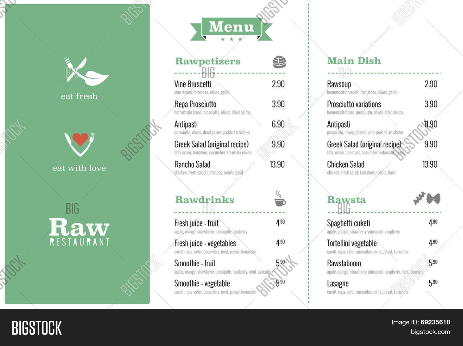 Raw Restaurant Food Vector & Photo (Free Trial) | Bigstock