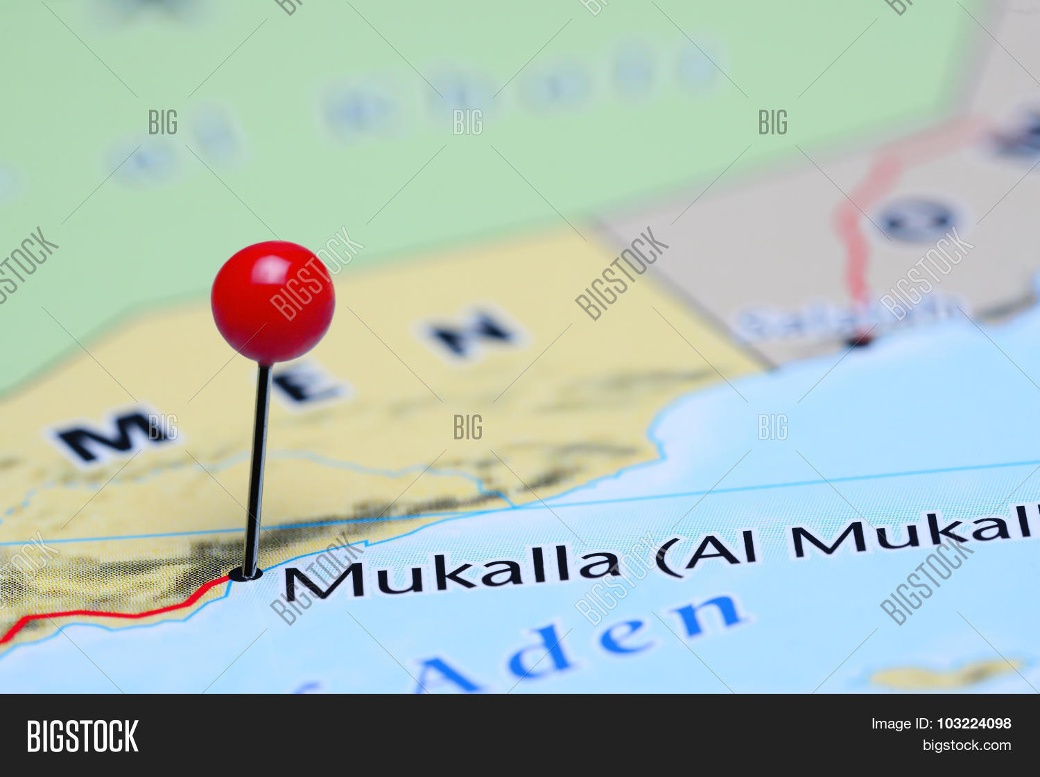 Mukalla Pinned On Map Image & Photo (Free Trial) | Bigstock