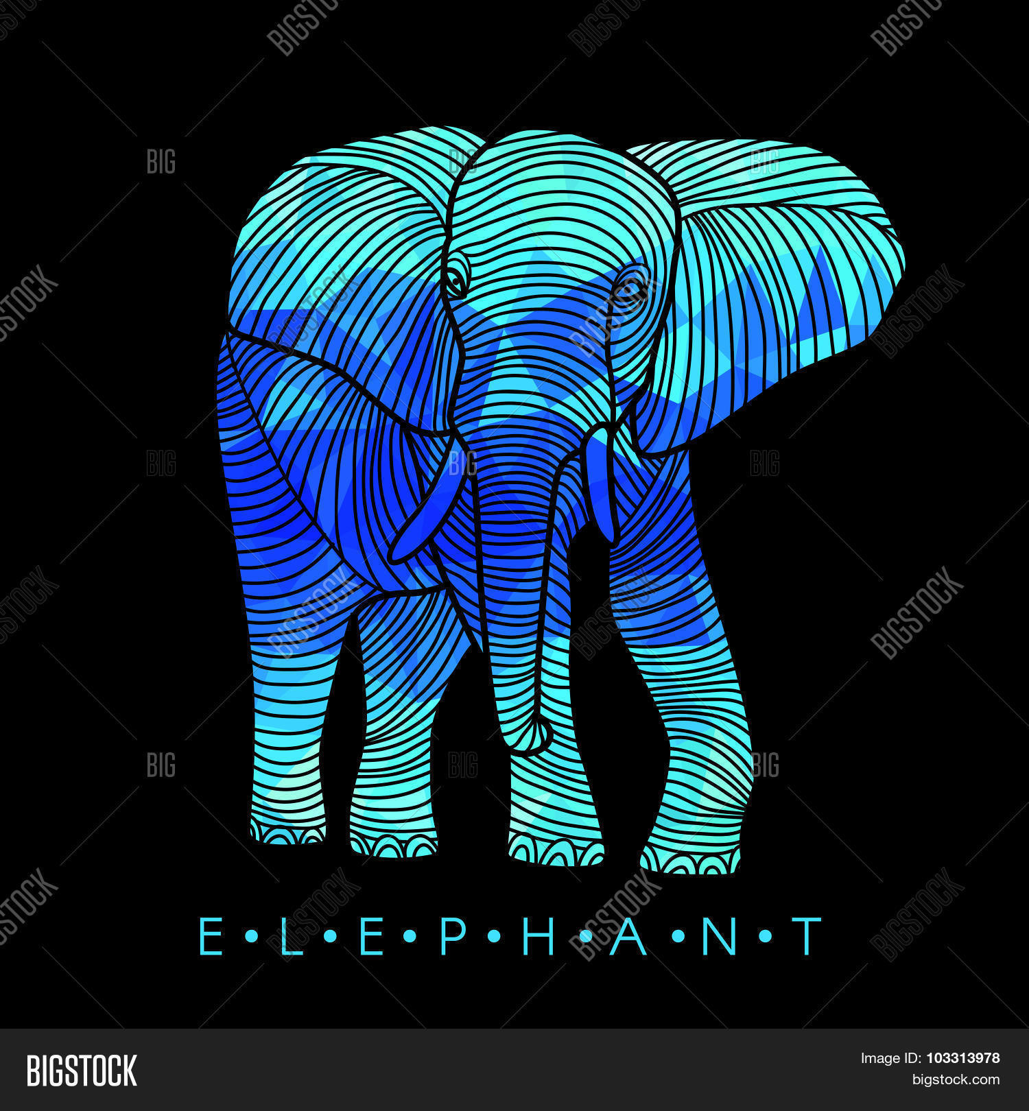 Elephant - Line Vector & Photo (Free Trial) | Bigstock