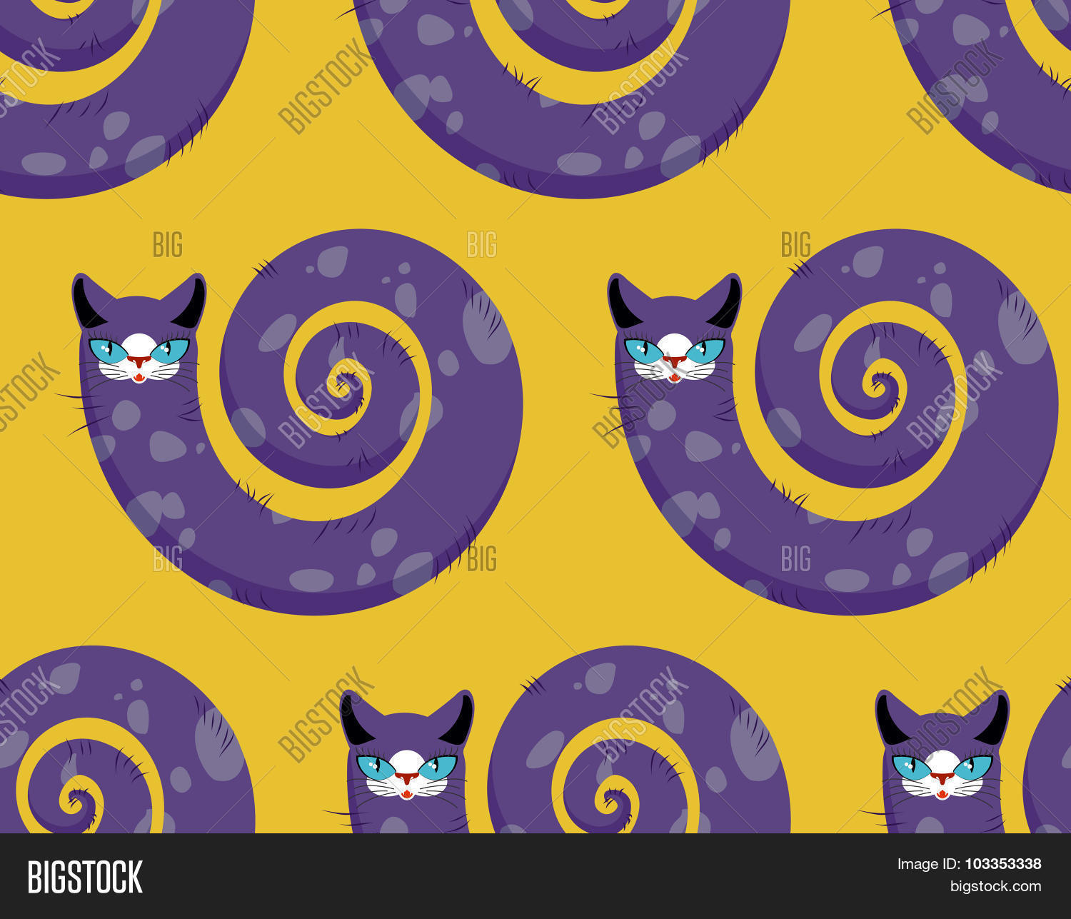 Purple Cat Seamless Vector & Photo (Free Trial) | Bigstock
