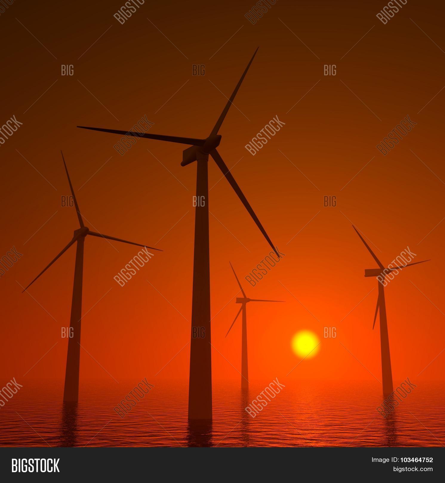 3D Wind Turbines Image & Photo (Free Trial) | Bigstock
