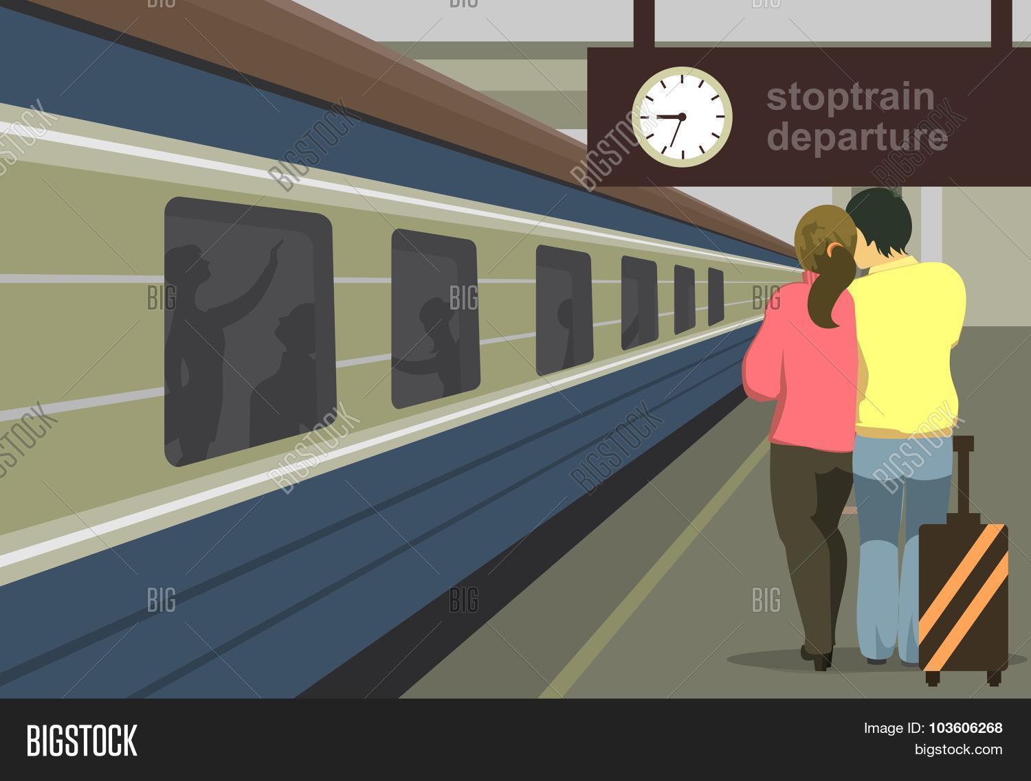 Cartoon Train Station Platform