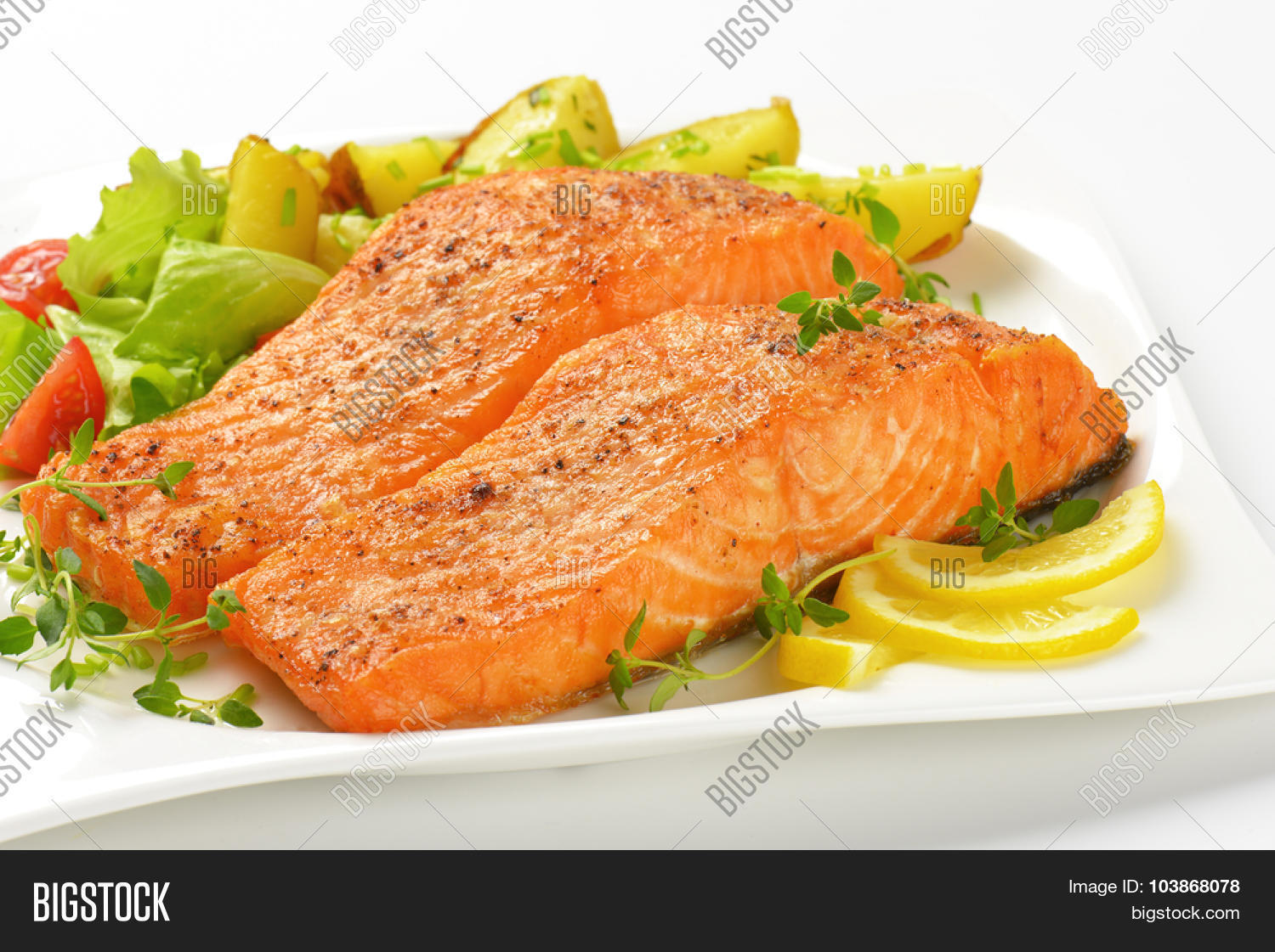 Close Pan Fried Salmon Image & Photo (Free Trial) | Bigstock