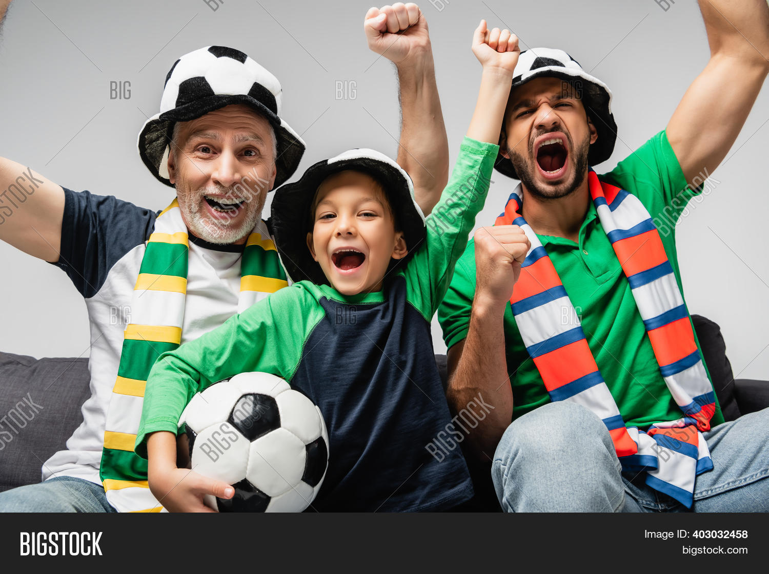 Happy Men Boy Fan Hats Image & Photo (Free Trial) | Bigstock