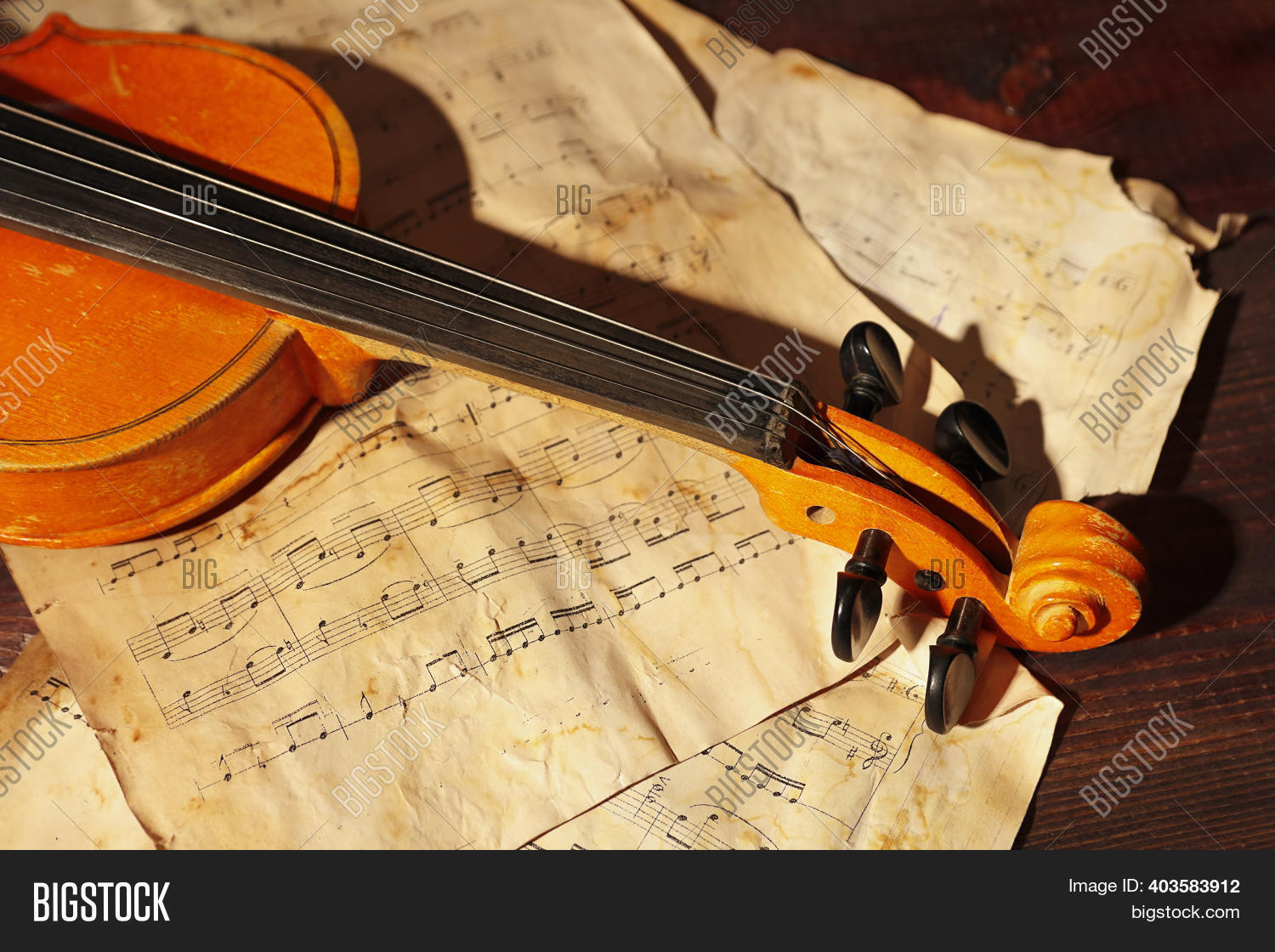 Violin Old Sheet Music Image & Photo (Free Trial) | Bigstock