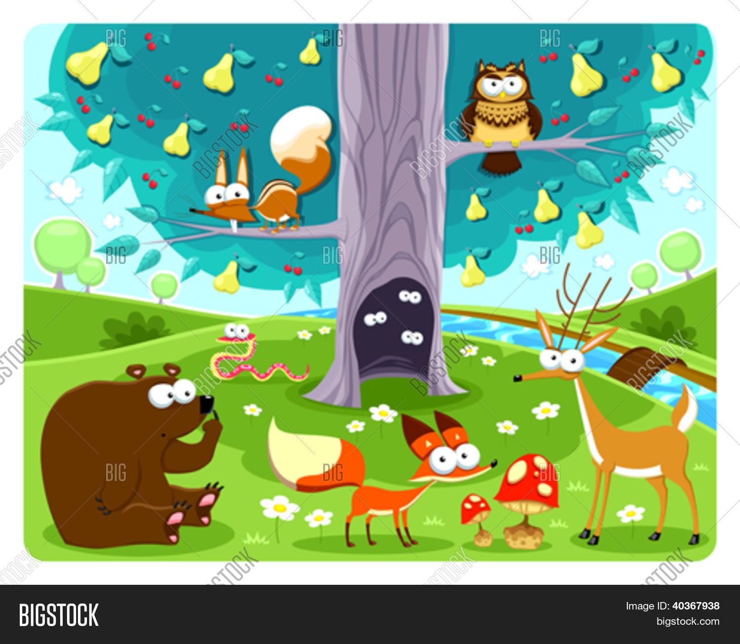 Animals Tree. Vector Vector & Photo (Free Trial) | Bigstock