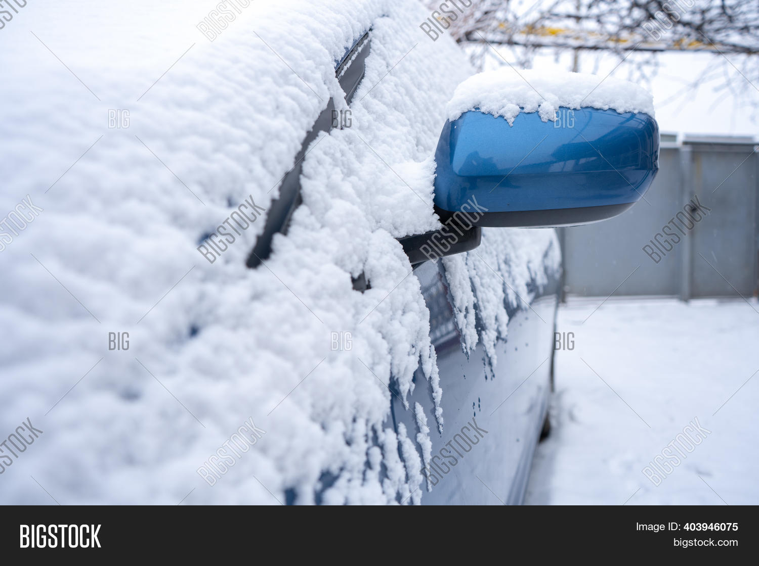 Snow On Blue Car Close Image & Photo (Free Trial) | Bigstock