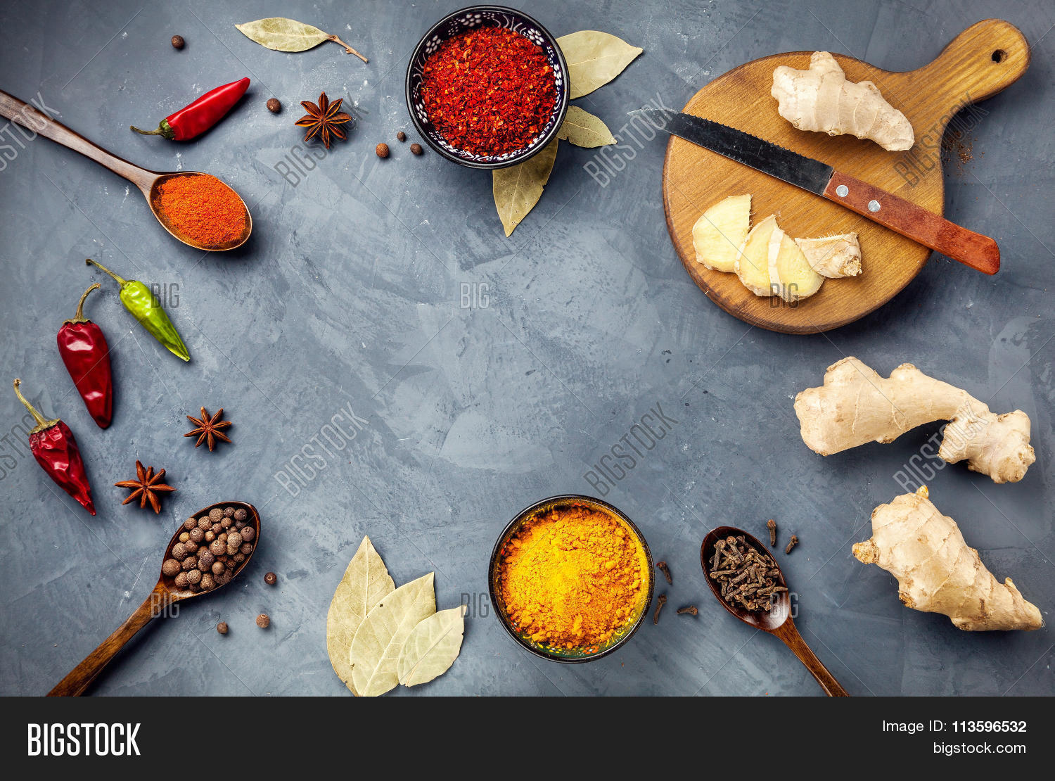 Spices On Stone Grey Image & Photo (Free Trial) | Bigstock