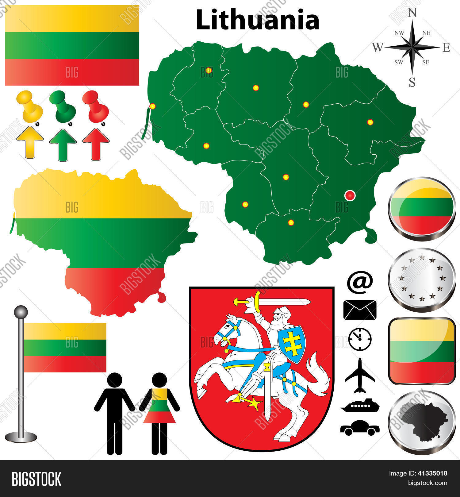 Lithuania Map Vector & Photo (Free Trial) | Bigstock